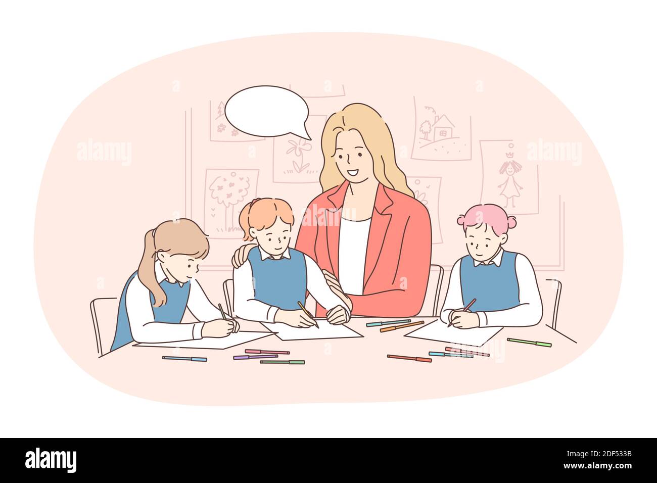 Working with children, job, professions concept Stock Vector Image ...