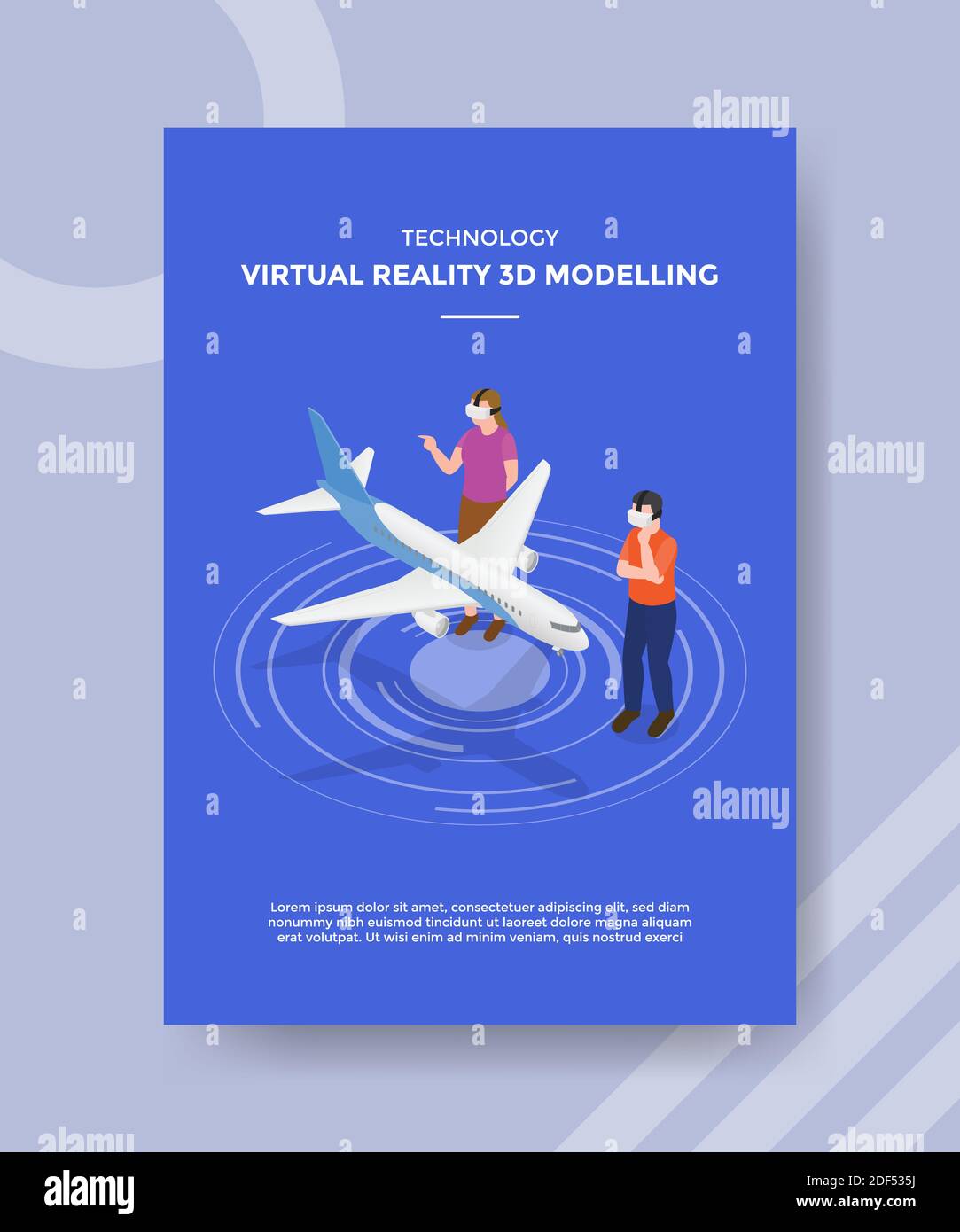 technology virtual reality 3D modelling people wear vr glass front ...