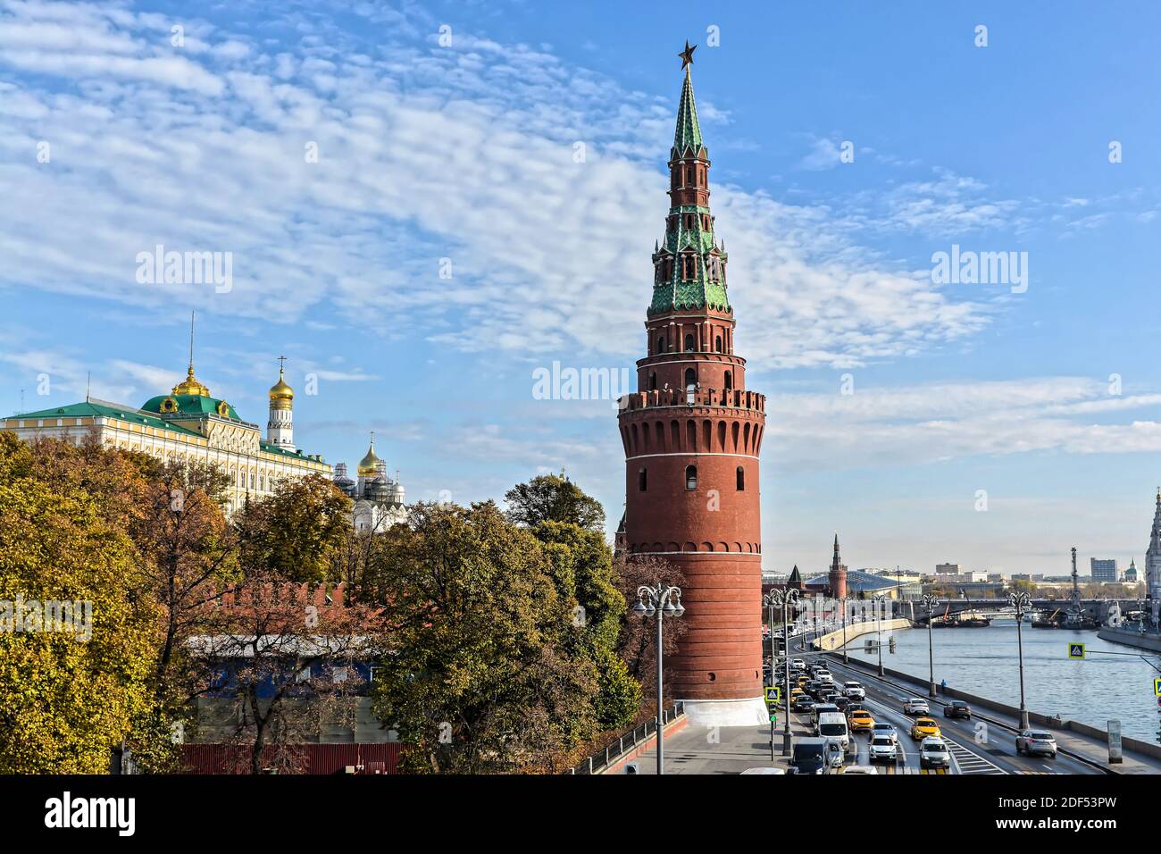 The Moscow Kremlin and the embankment. Center of the Russian capital ...