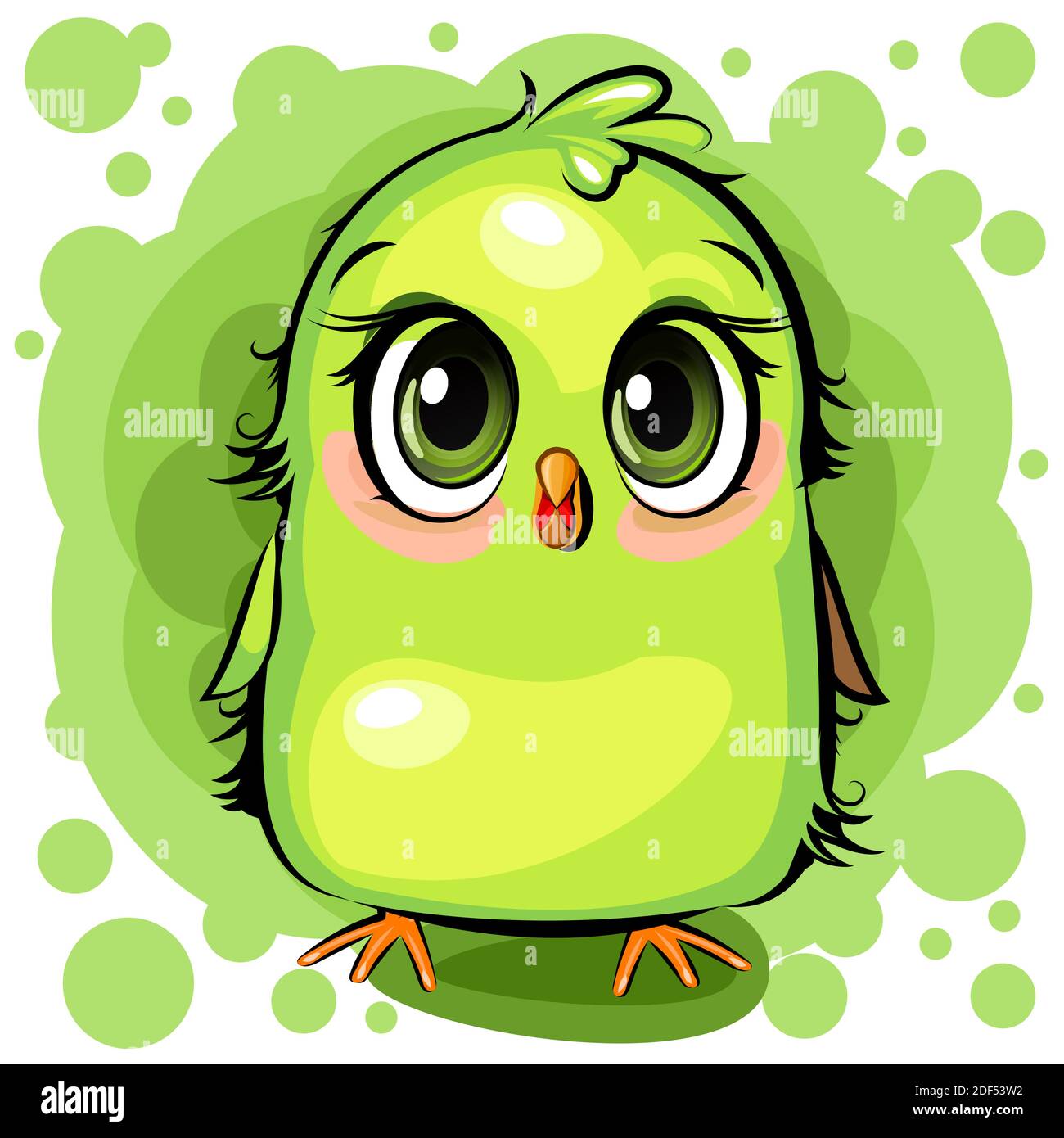 Little parrot. Funny chick. Cute and funny baby bird. The isolated ...