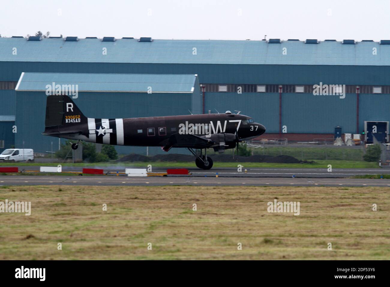WW2 Dakota Whiskey 7 at Glasgow Prestwick Airport, Ayrshire, Scotland ...