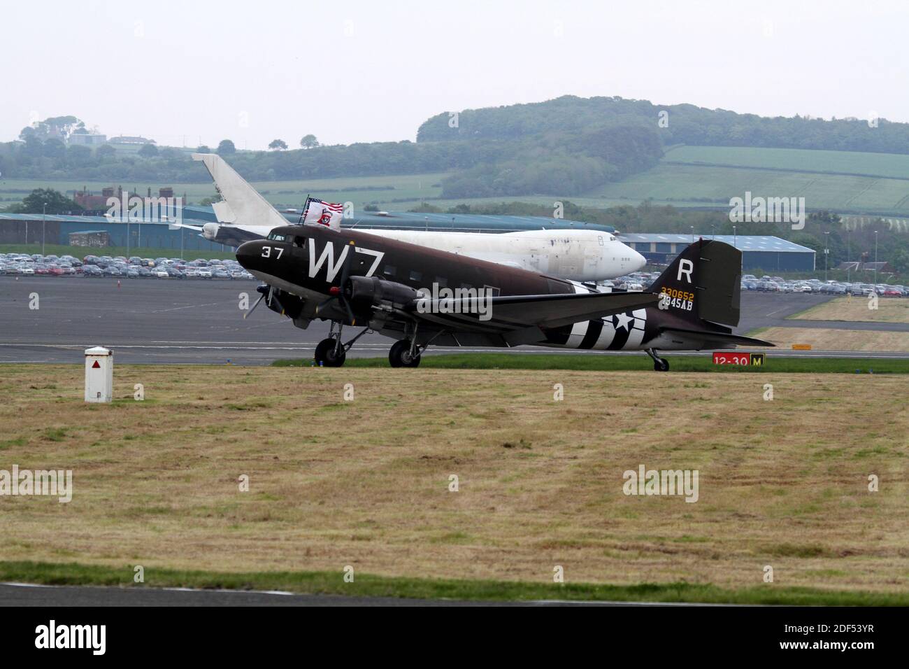 WW2 Dakota Whiskey 7 at Glasgow Prestwick Airport, Ayrshire, Scotland ...