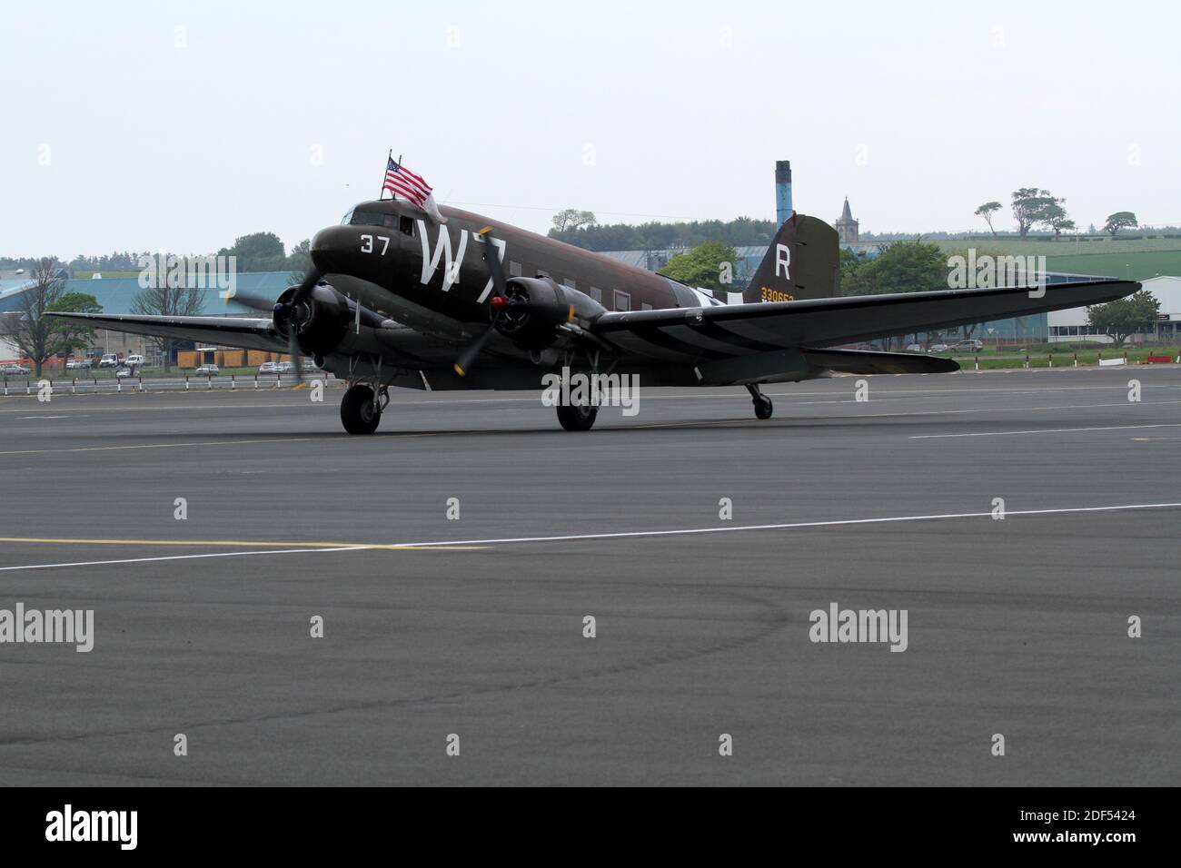WW2 Dakota Whiskey 7 at Glasgow Prestwick Airport, Ayrshire, Scotland ...