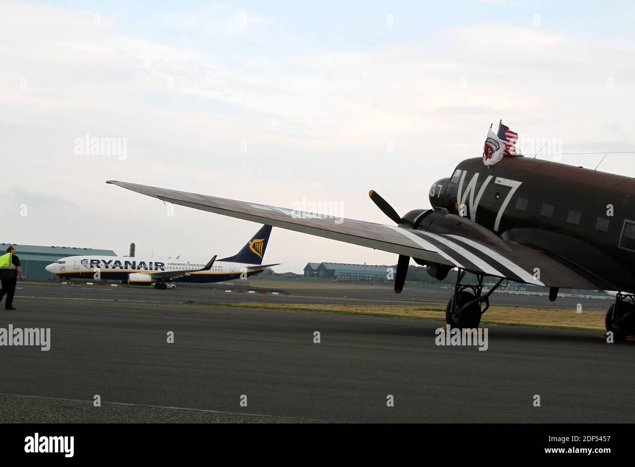 WW2 Dakota Whiskey 7 at Glasgow Prestwick Airport, Ayrshire, Scotland ...