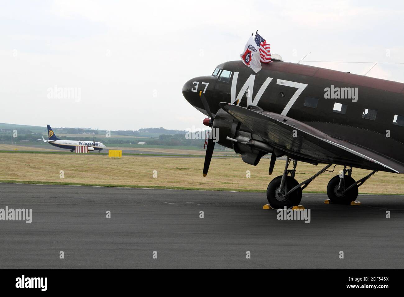 WW2 Dakota Whiskey 7 at Glasgow Prestwick Airport, Ayrshire, Scotland ...