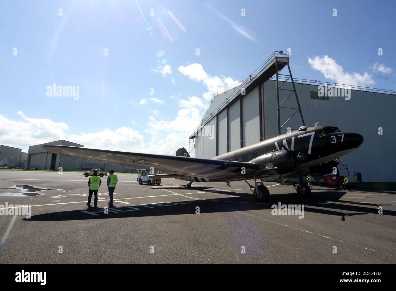 WW2 Dakota Whiskey 7 at Glasgow Prestwick Airport, Ayrshire, Scotland ...