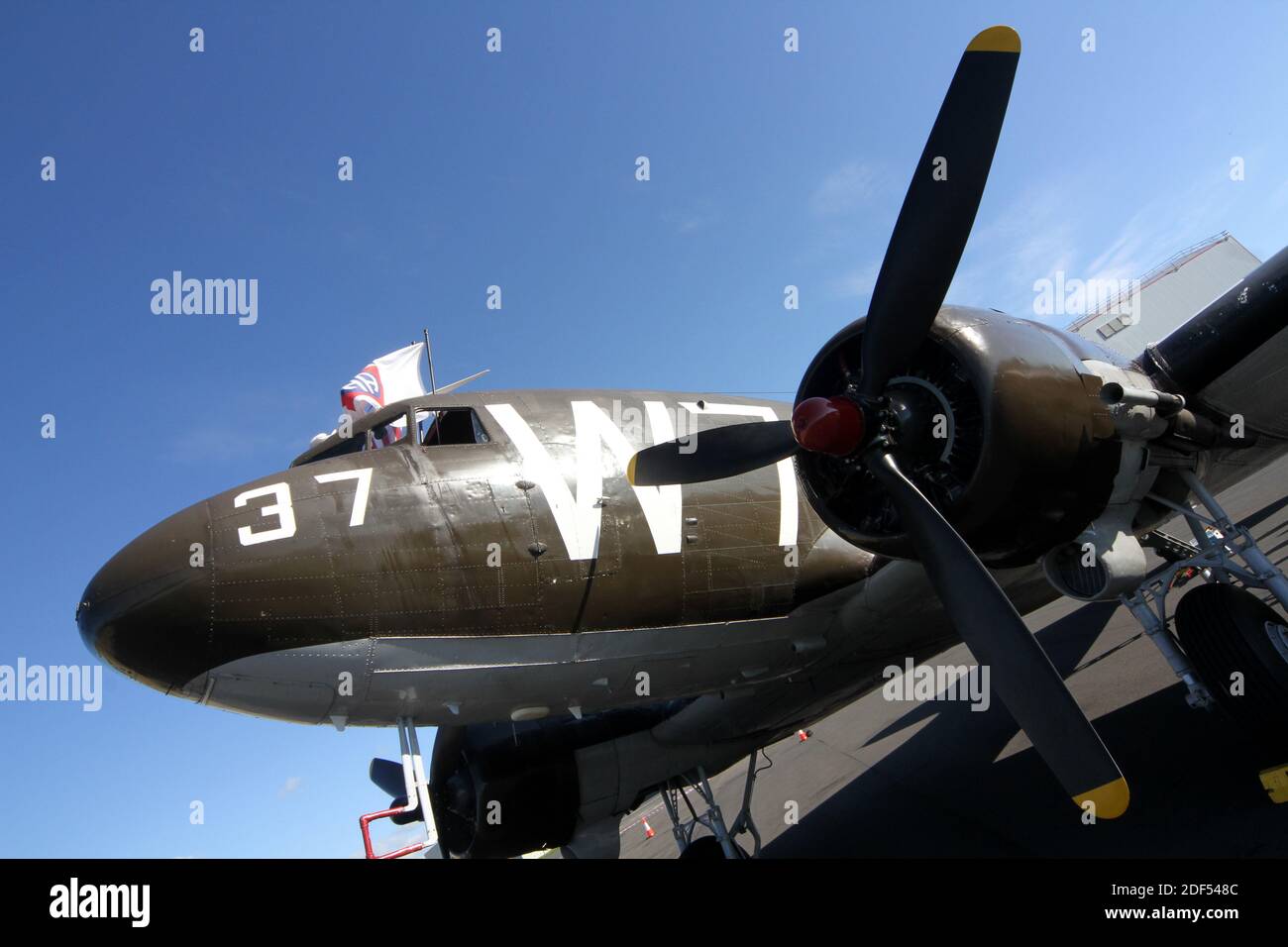 WW2 Dakota Whiskey 7 at Glasgow Prestwick Airport, Ayrshire, Scotland ...