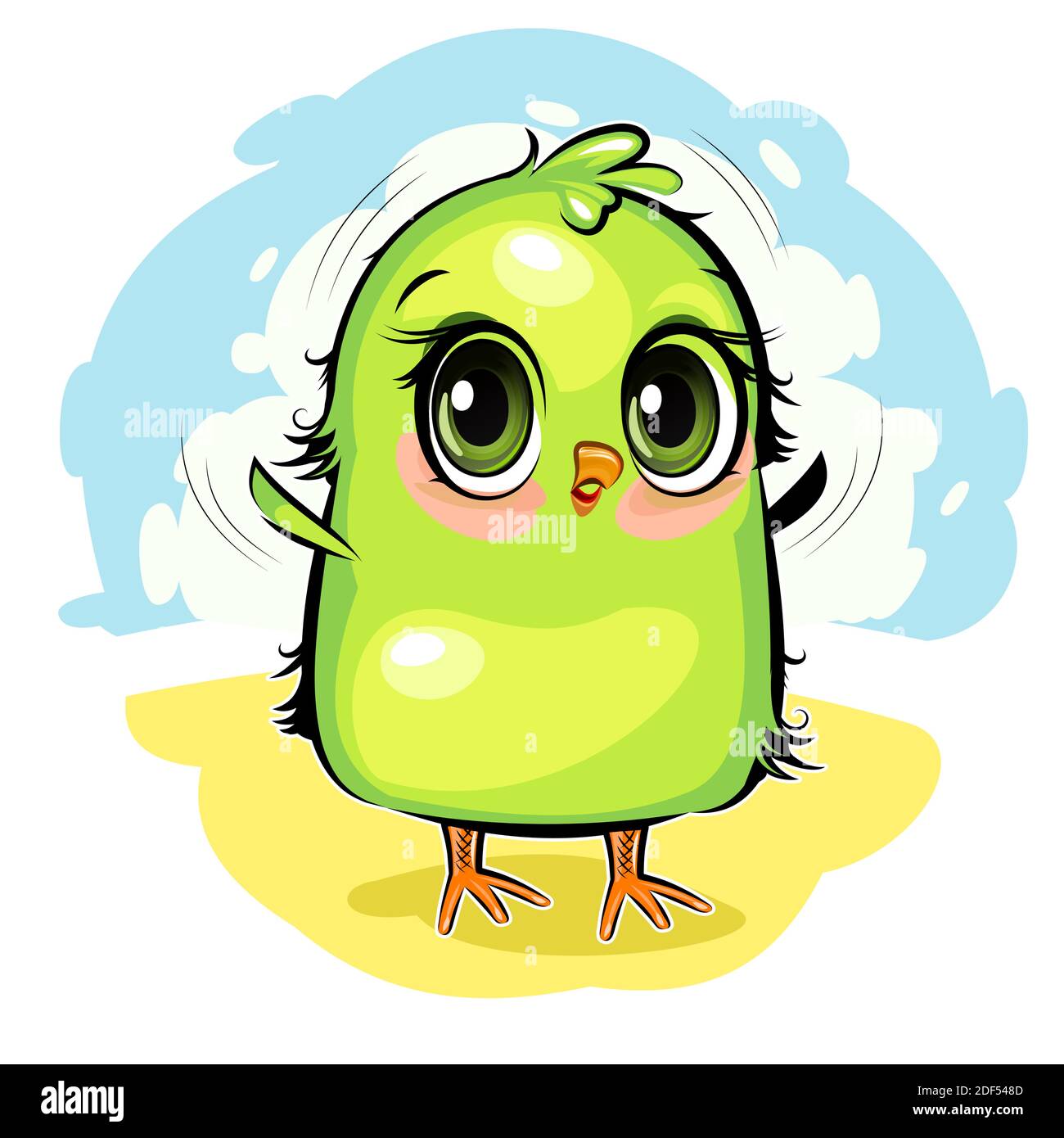 Small parrot. The funny chick is trying to take off. Cute and funny ...