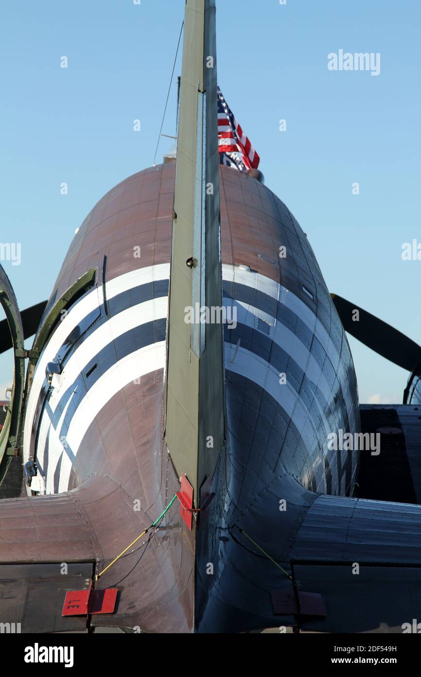 WW2 Dakota Whiskey 7 at Glasgow Prestwick Airport, Ayrshire, Scotland ...