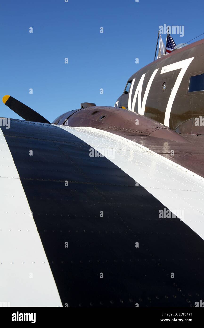 WW2 Dakota Whiskey 7 at Glasgow Prestwick Airport, Ayrshire, Scotland ...