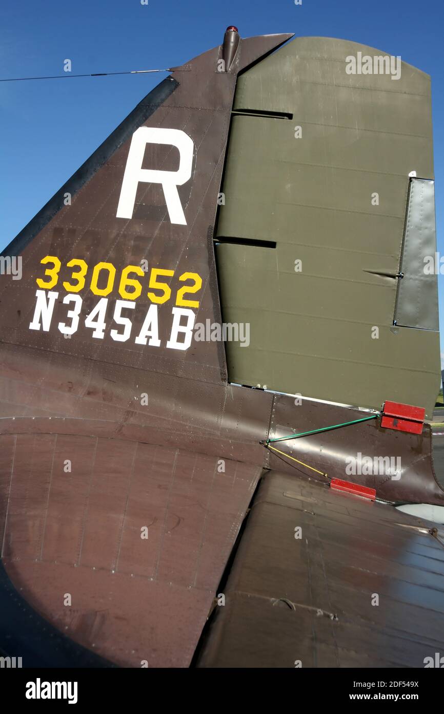 WW2 Dakota Whiskey 7 at Glasgow Prestwick Airport, Ayrshire, Scotland ...