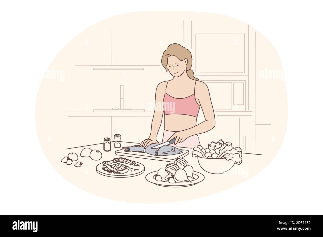 Healthy homemade food, clean eating, diet concept Stock Vector Image ...