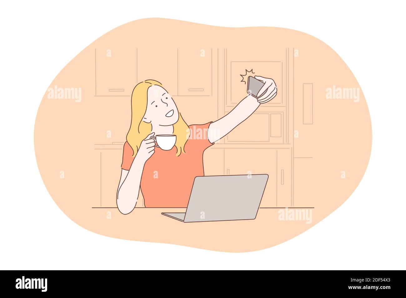 Selfie, smartphone, photograph, camera vector illustration Stock Vector ...