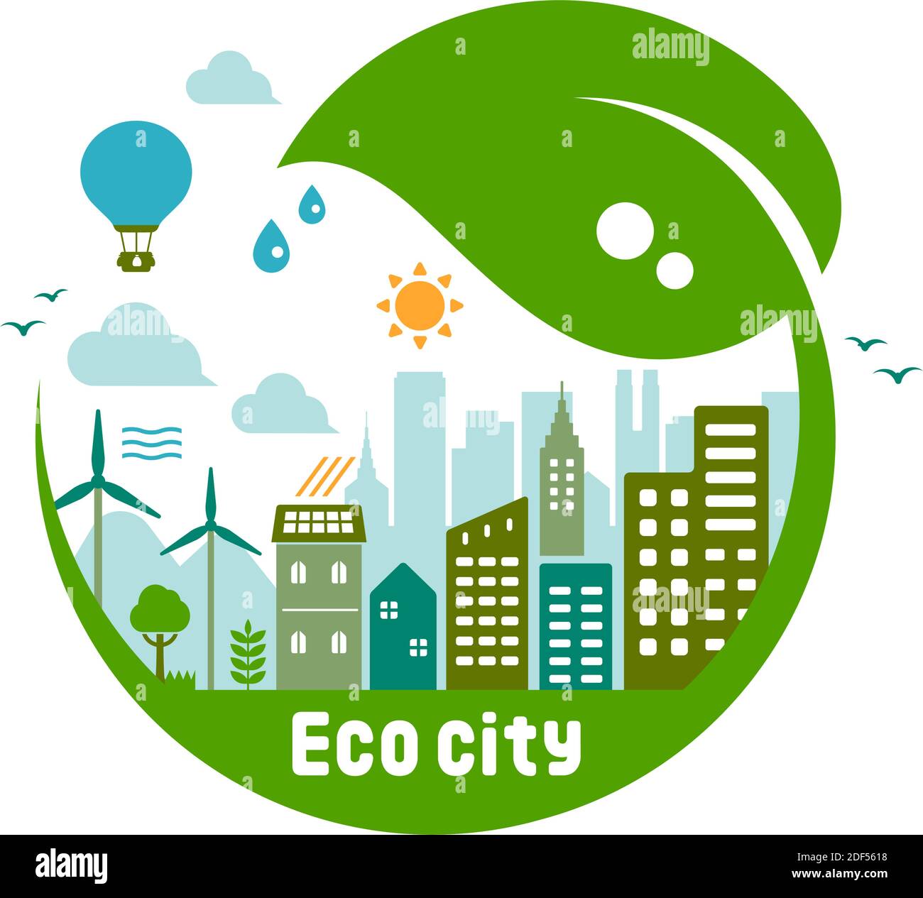 Green eco city vector illustration ( ecology concept , nature ...