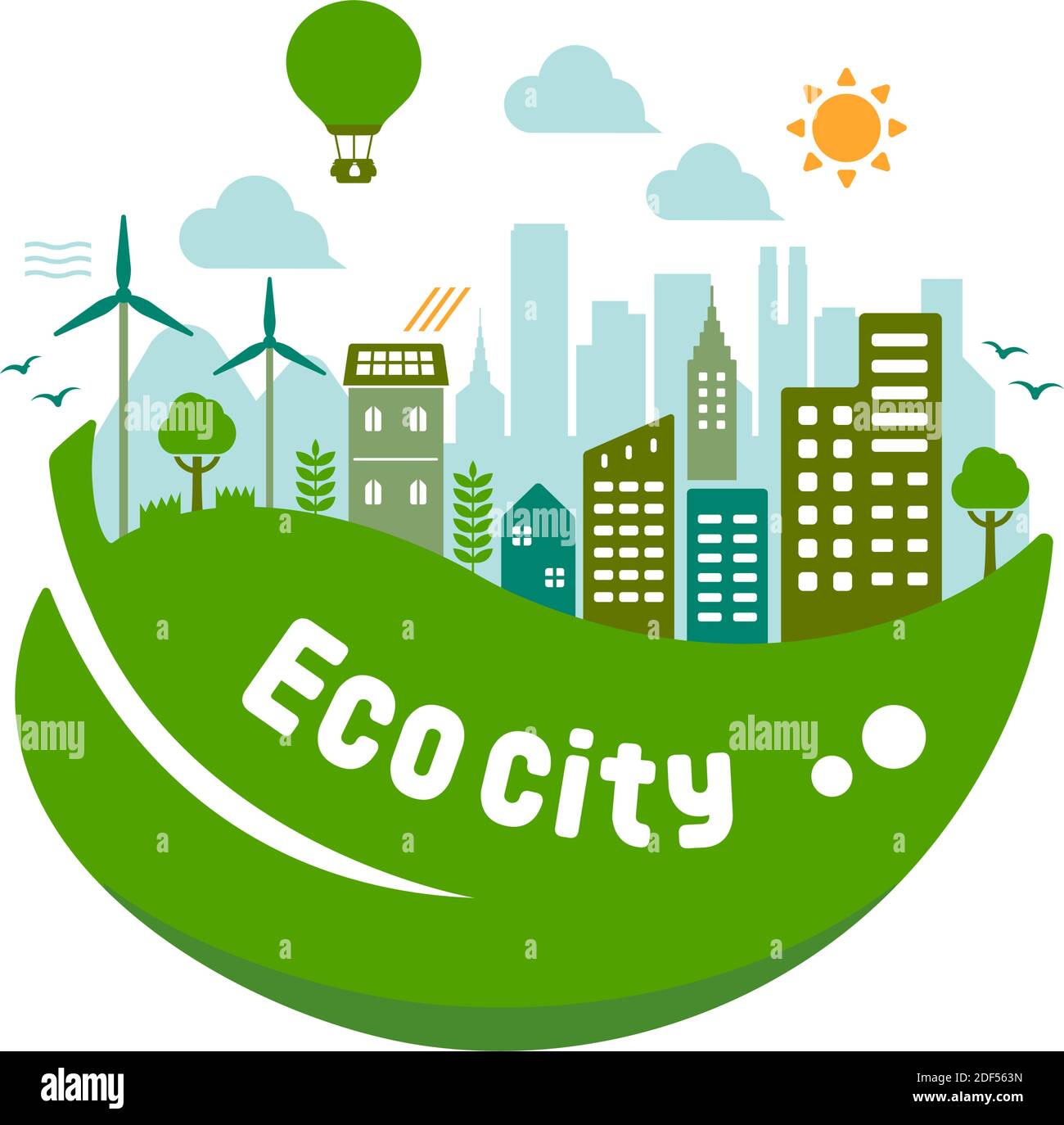 Green eco city vector illustration ( ecology concept , nature ...