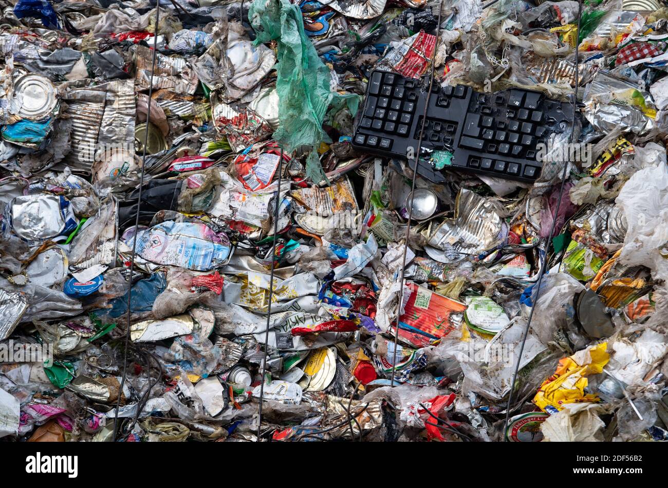Oranienburg, Germany. 02nd Dec, 2020. Packaging waste pressed into ...