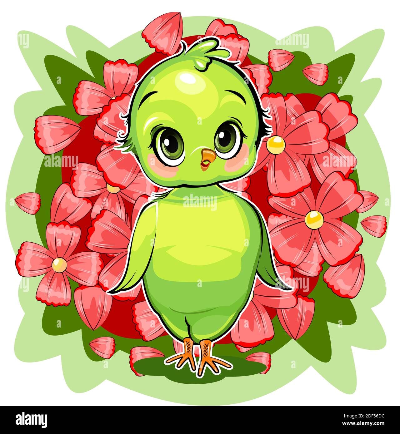 parrot girl. Funny chick. Cute and funny baby bird. The isolated object ...
