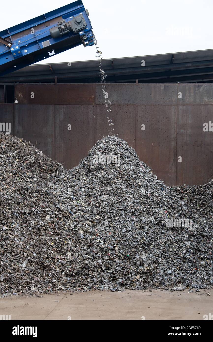Oranienburg, Germany. 02nd Dec, 2020. Sorted metal waste is piled up on ...