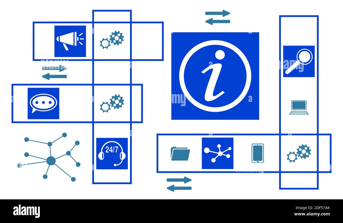 Concept of information with connected icons Stock Photo - Alamy