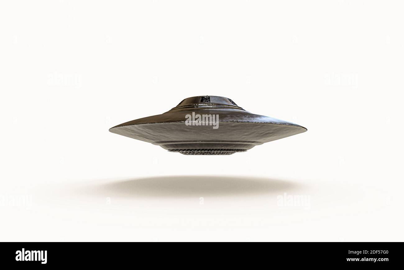 unidentified flying object isolated on white background 3d illustration ...