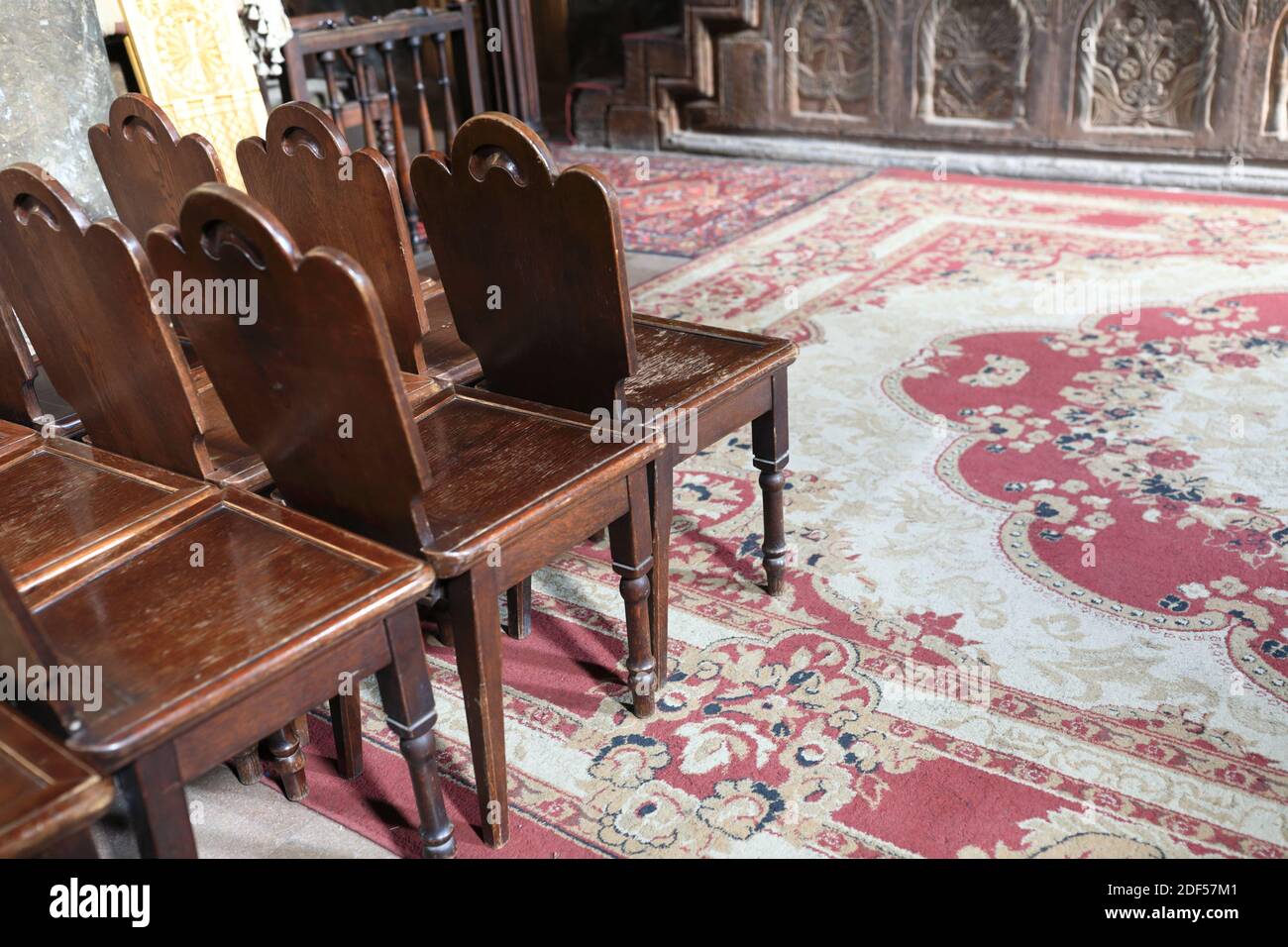 Chairs in Saint Gayane Church, Etchmiadzin, Armenia Stock Photo - Alamy