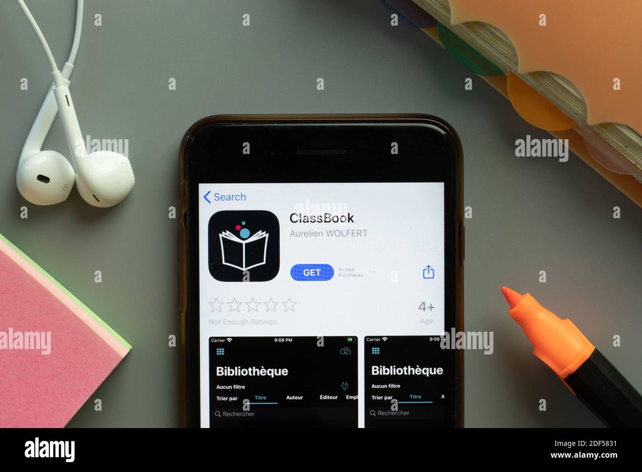 New York, USA - 1 December 2020: ClassBook mobile app icon on phone ...