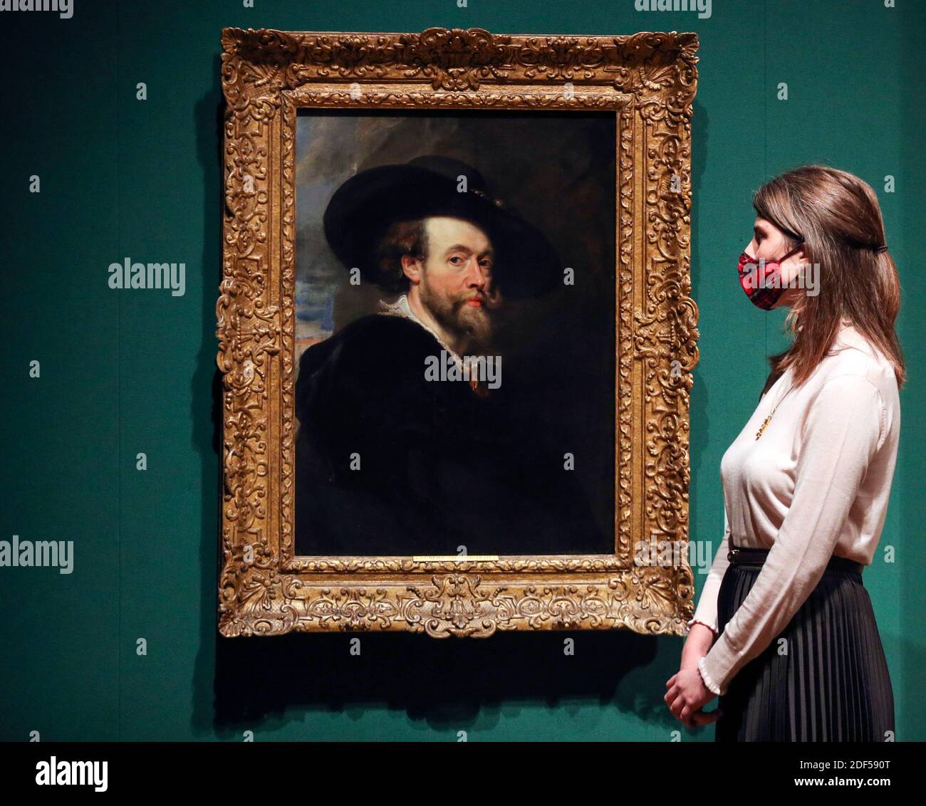 A woman looks at a self portrait by Sir Peter Paul Rubens during a ...