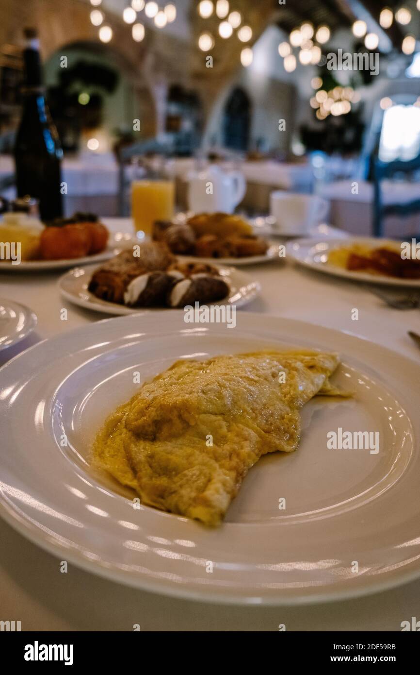 breakfast in a luxury Italian restaurant hotel with coffee and ...