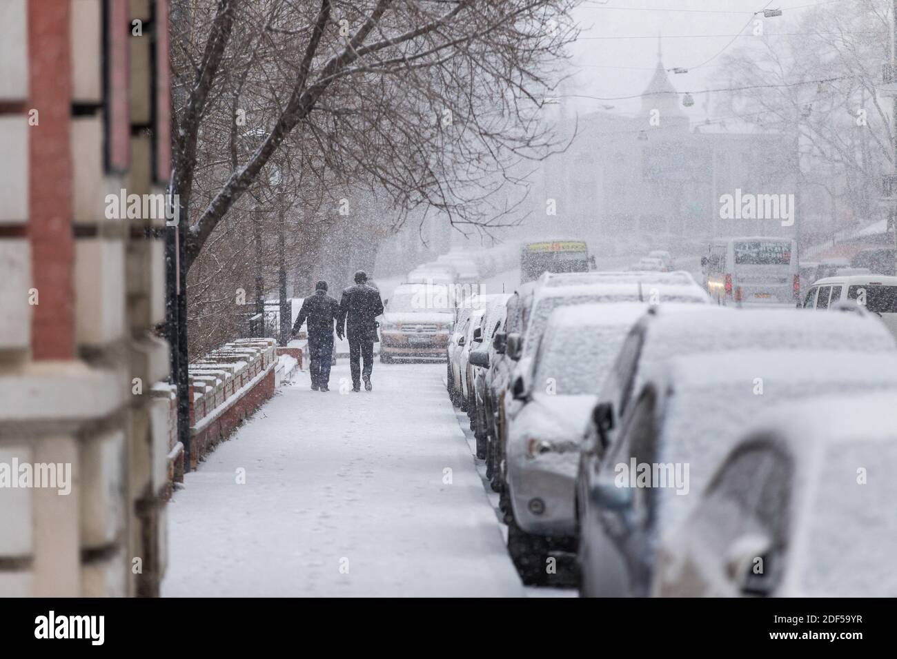 January, 2016 - Vladivostok, Russia - Heavy snowfall in Vladivostok ...