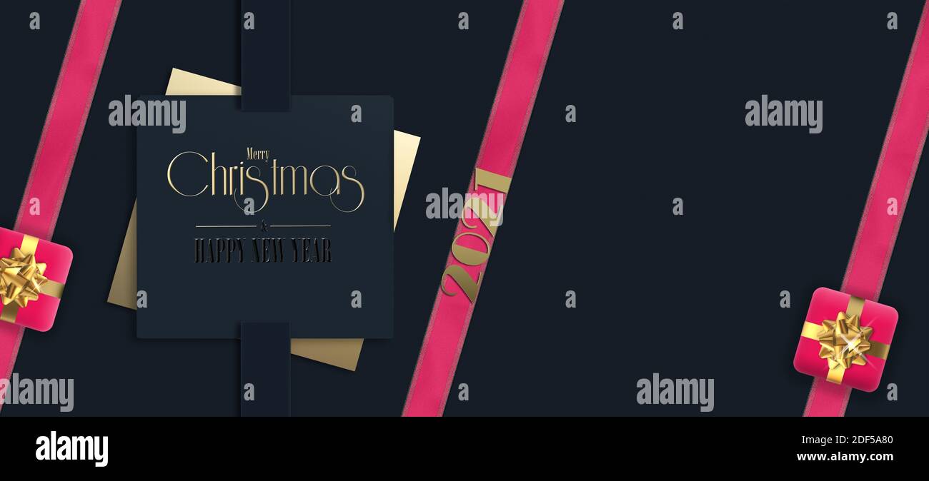 Luxury beautiful unusual Christmas invitation banner in black gold with ...