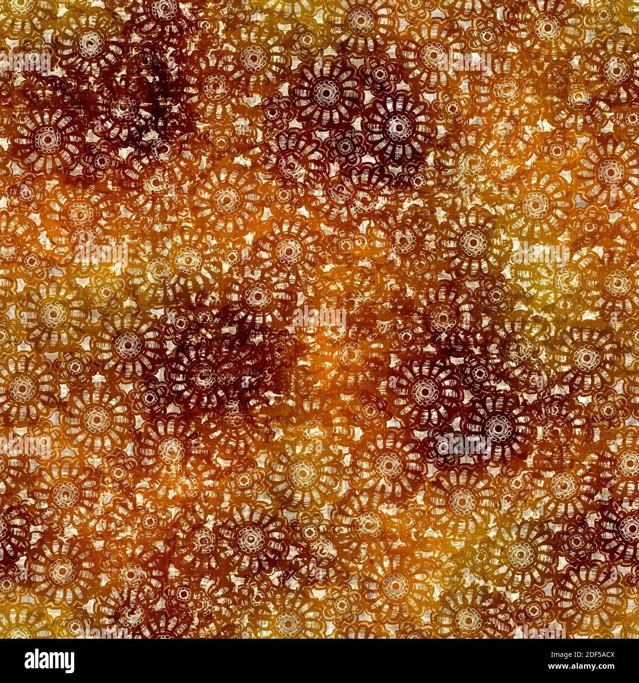 Seamless modern sepia brown blockprint collage print. Grunge watercolor ...