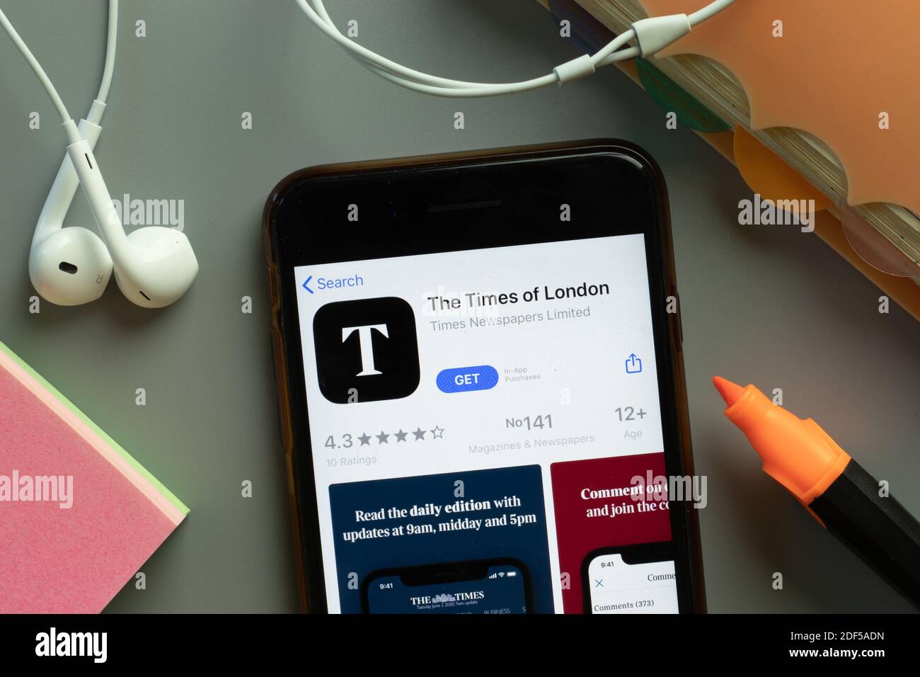 New York, USA - 1 December 2020: The Times of London mobile app icon on ...