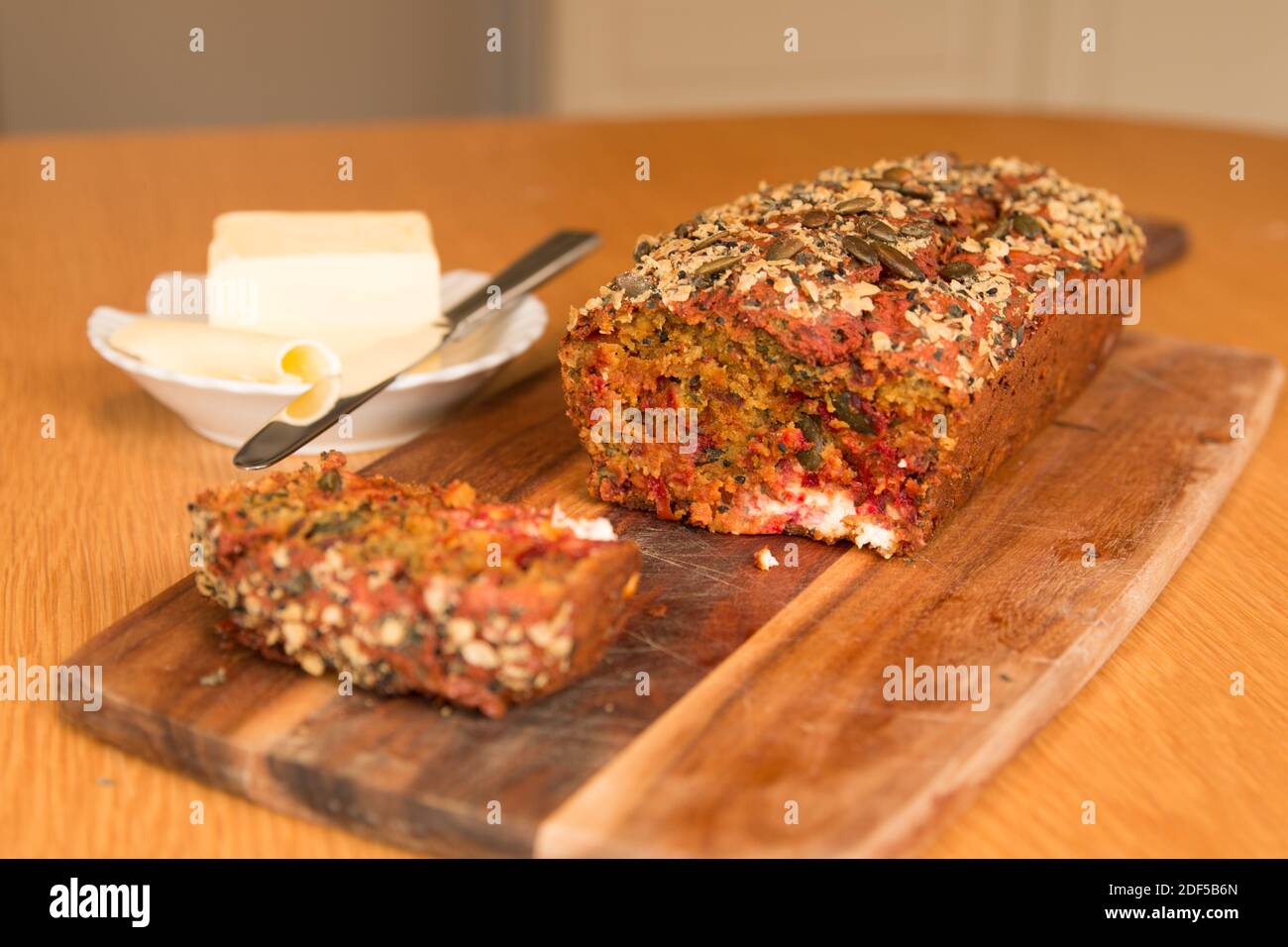 Beetroot, caraway and goat's cheese loaf Stock Photo - Alamy