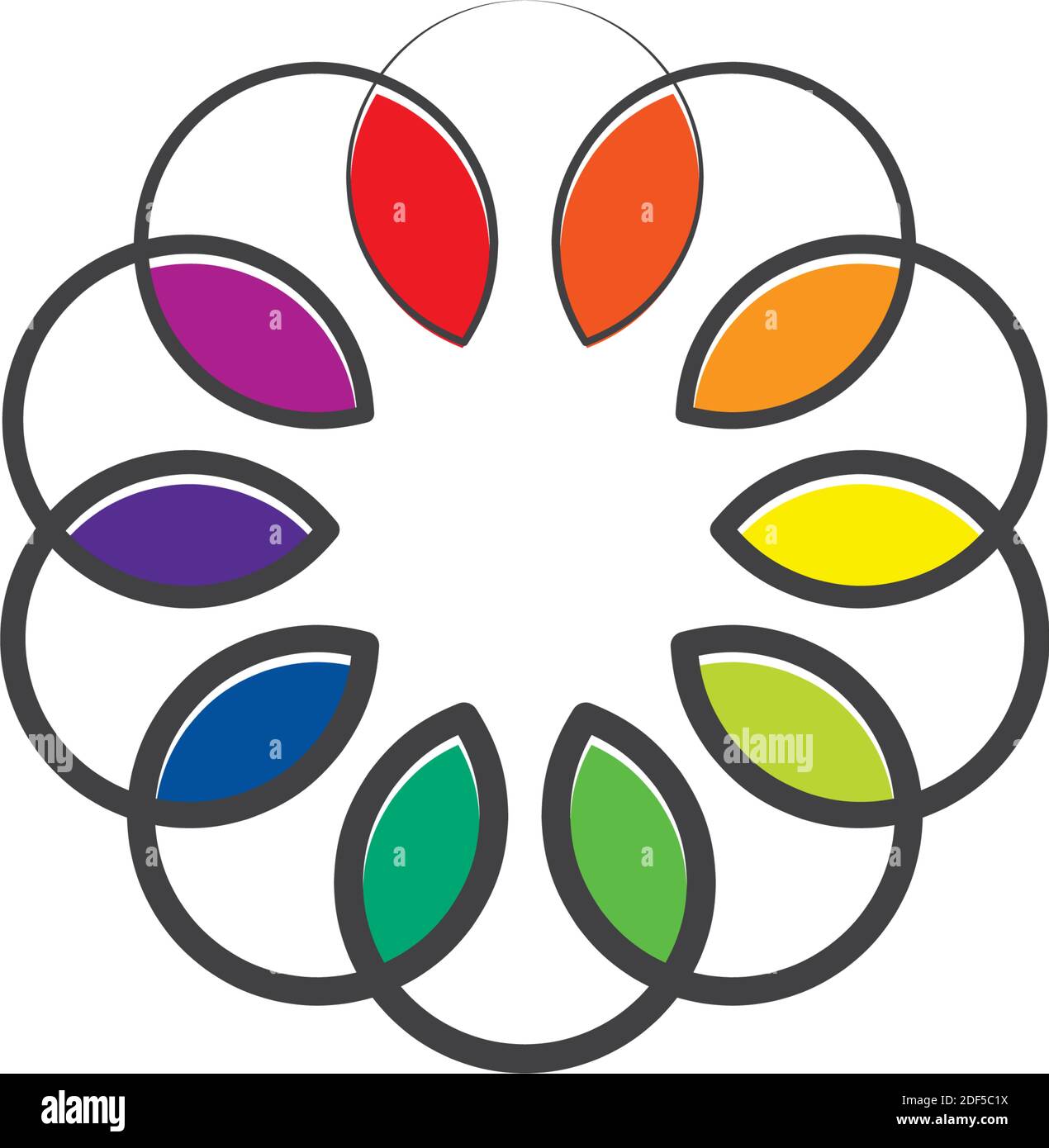 colorful spectrum leaves circle vector illustration Stock Vector Image ...