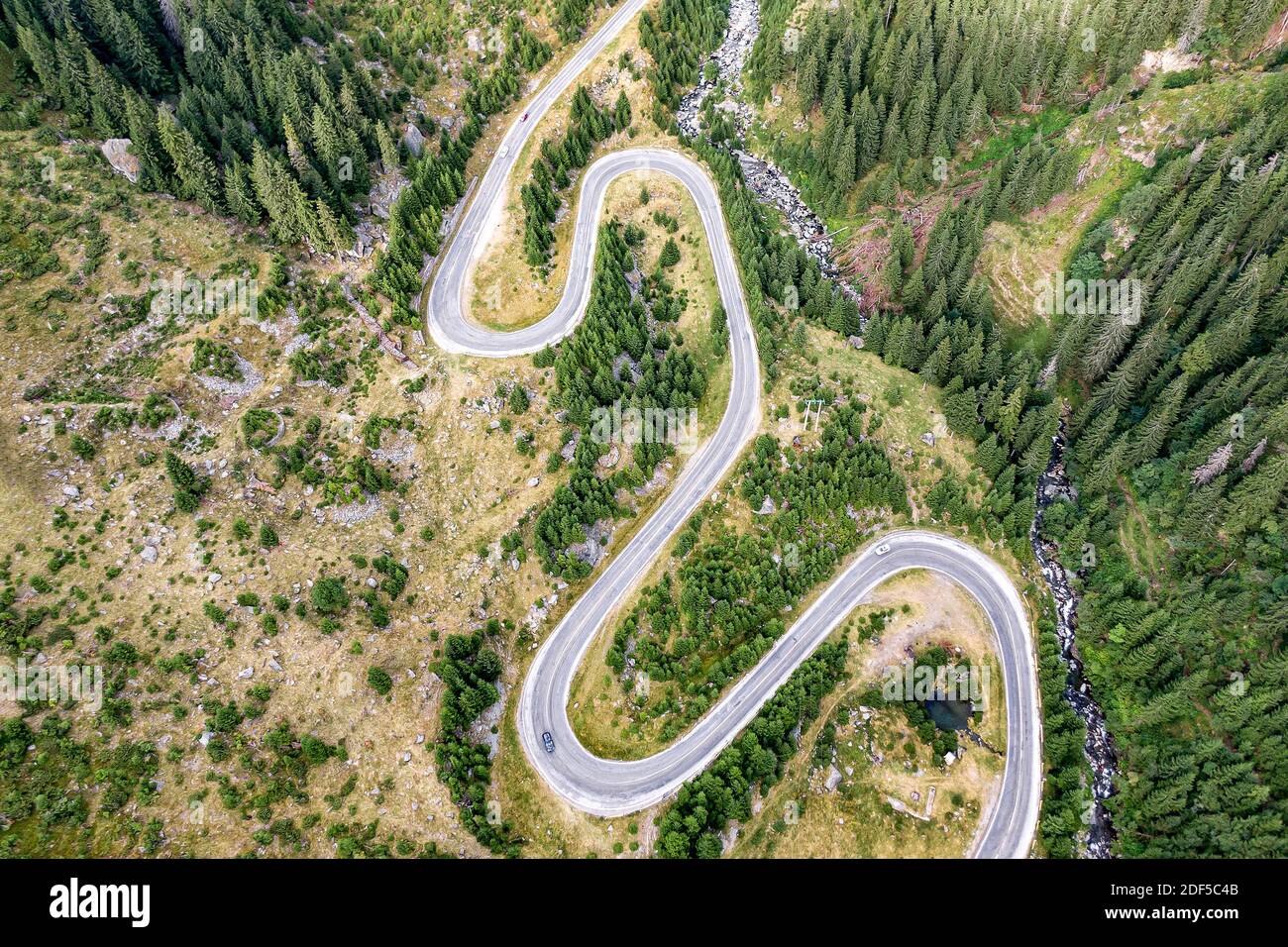 winding road in the mountains, aerial view Stock Photo - Alamy