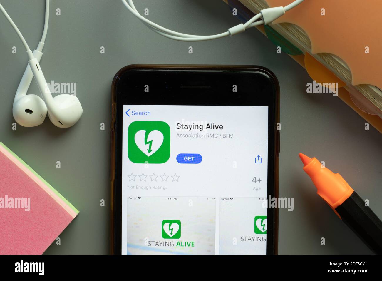 New York, USA - 1 December 2020: Staying Alive mobile app icon on phone ...