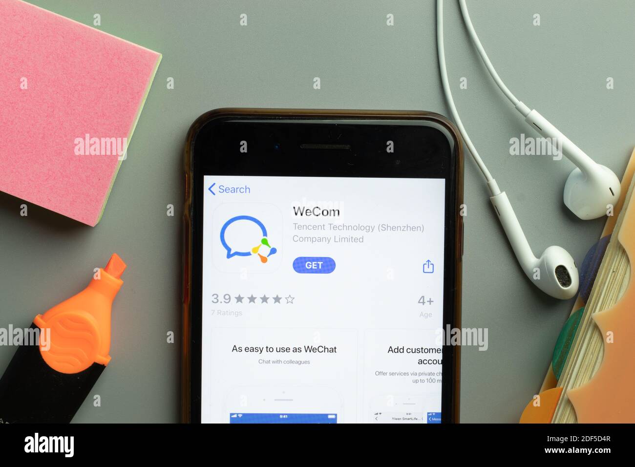 New York, USA - 1 December 2020: WeCom mobile app icon on phone screen ...