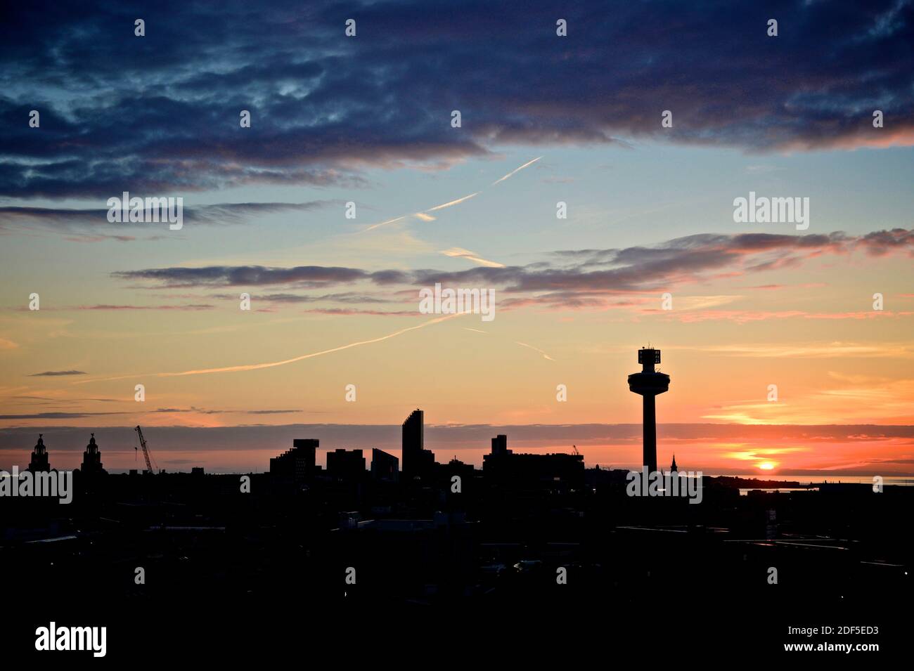 Liverpool Skyline Sunset Stock Photo - Alamy