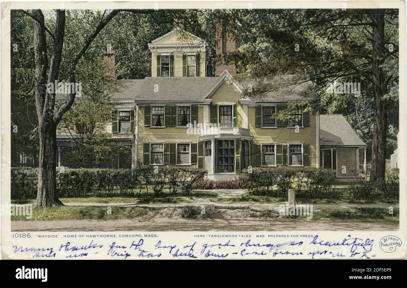 Wayside, Home of Hawthorne, Concord, Mass., still image, Postcards ...