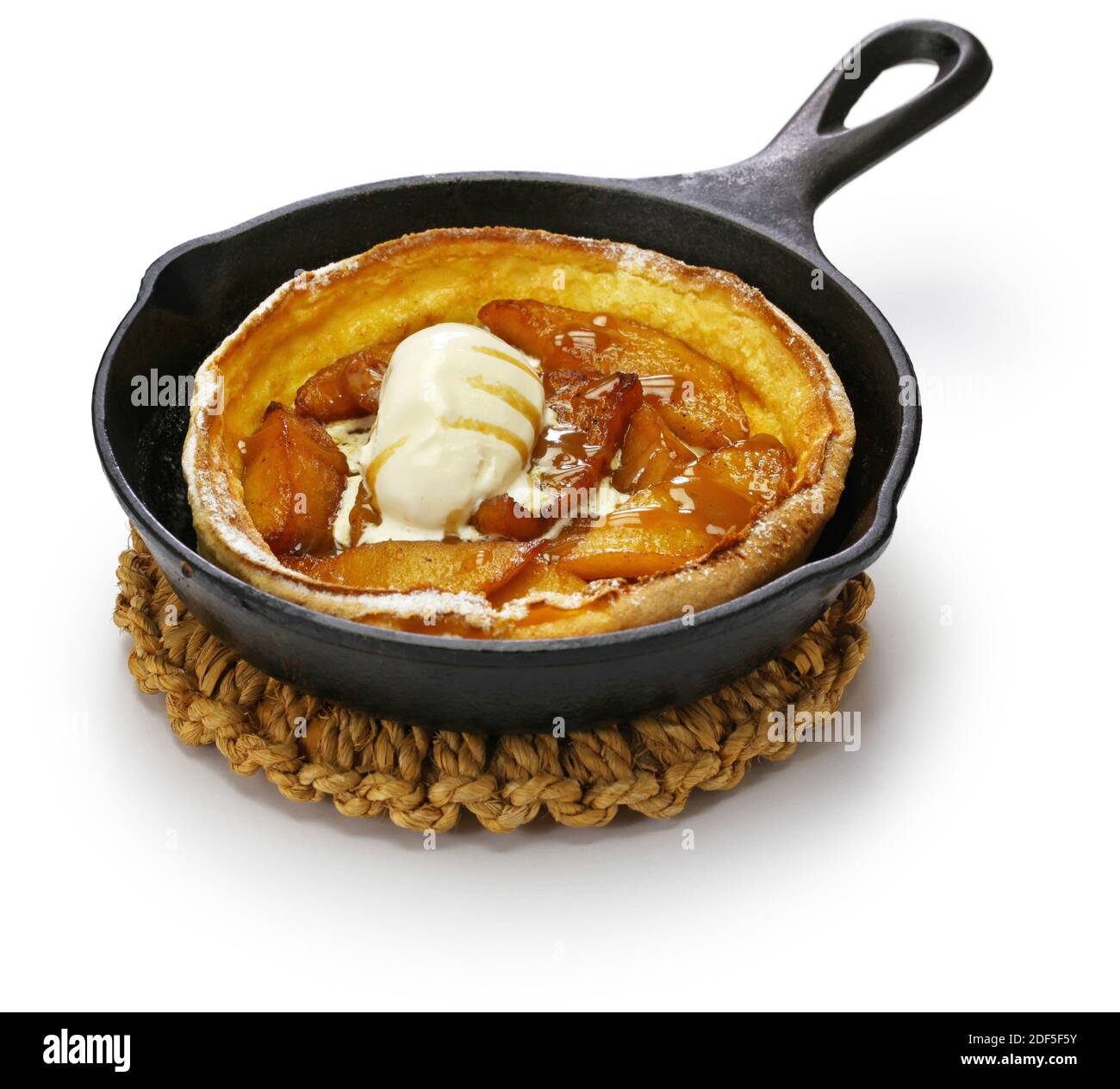 homemade apple dutch baby pancake with ice cream, christmas breakfast ...