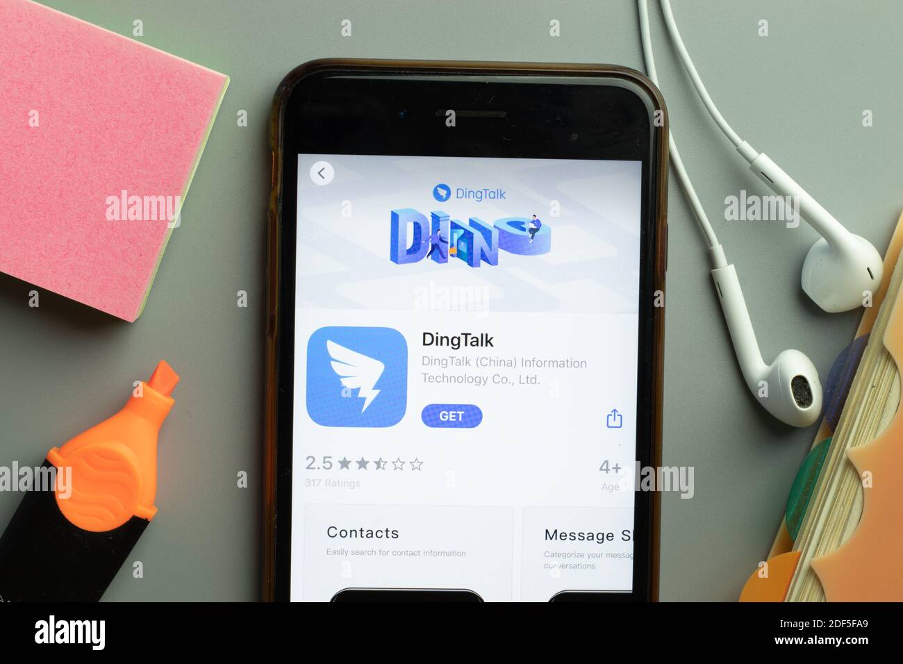 New York, USA - 1 December 2020: DingTalk mobile app icon on phone ...