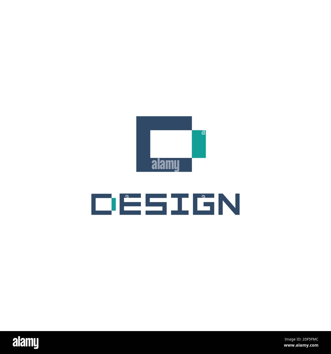 Geometric letter D flat cartoon style vector logo concept. Room scheme ...