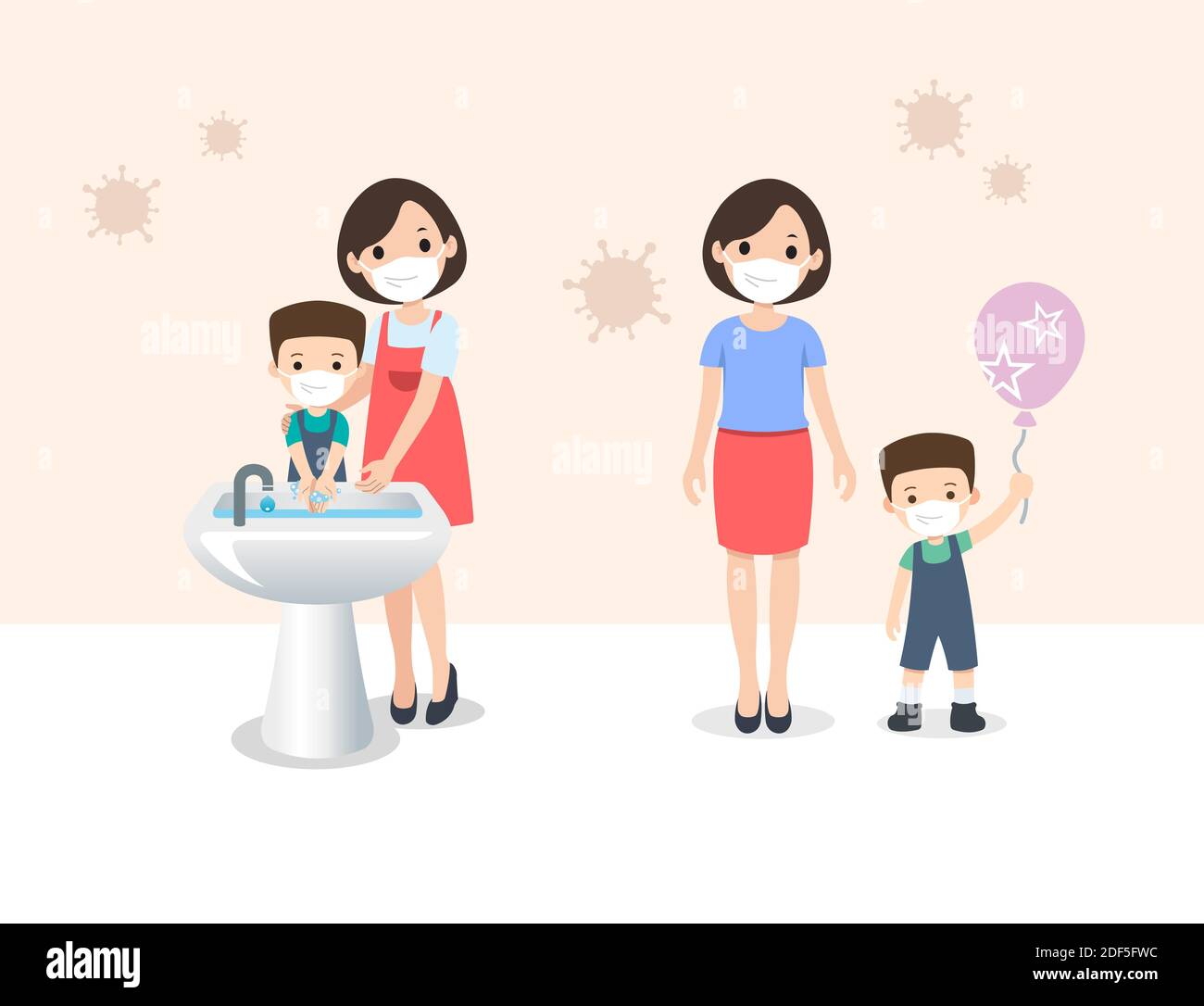 Child washing face asia Stock Vector Images - Alamy