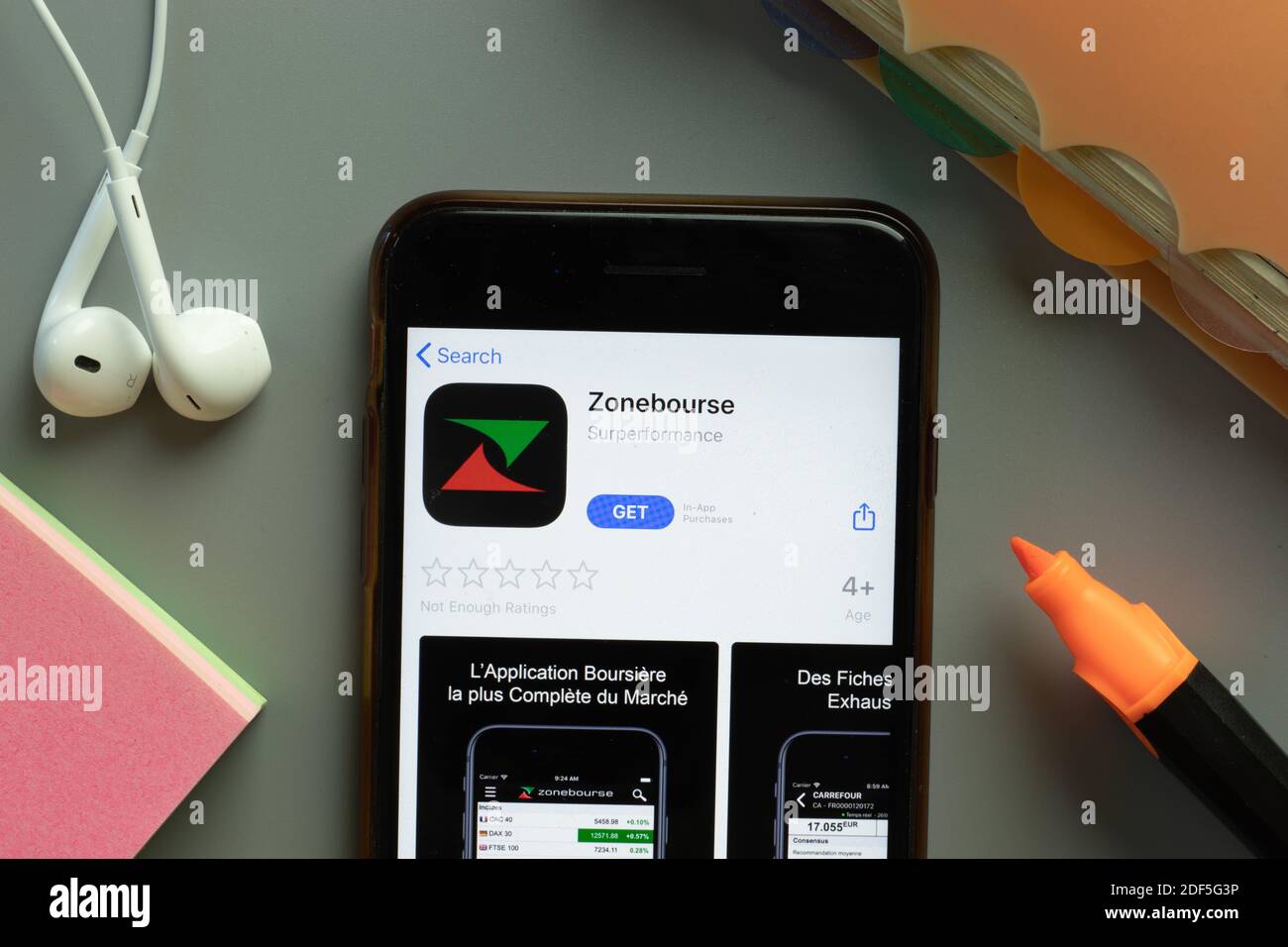 New York, USA - 1 December 2020: Zonebourse mobile app icon on phone ...