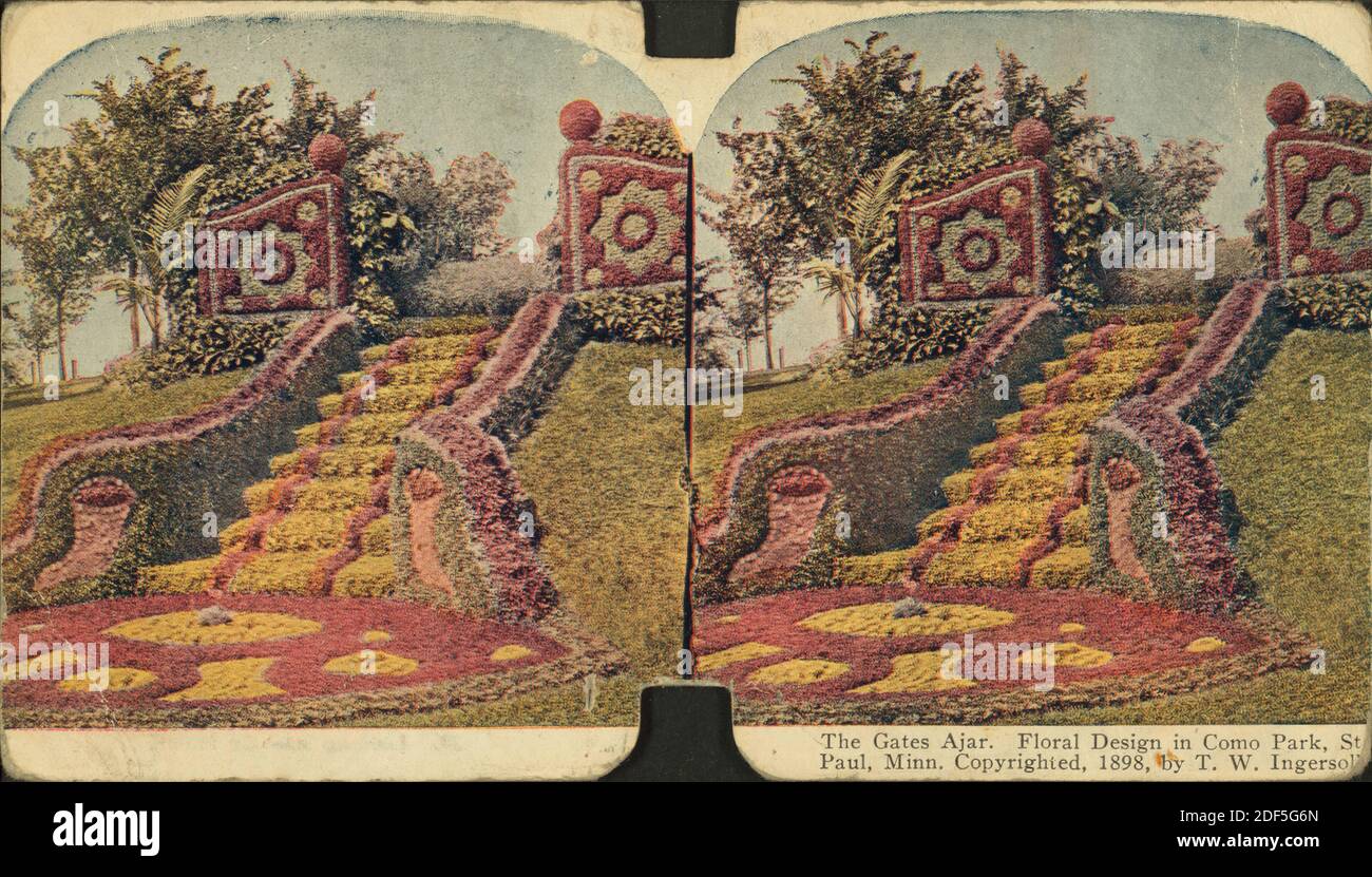 The gates ajar. Floral design in Como park, St. Paul, Minn., still ...