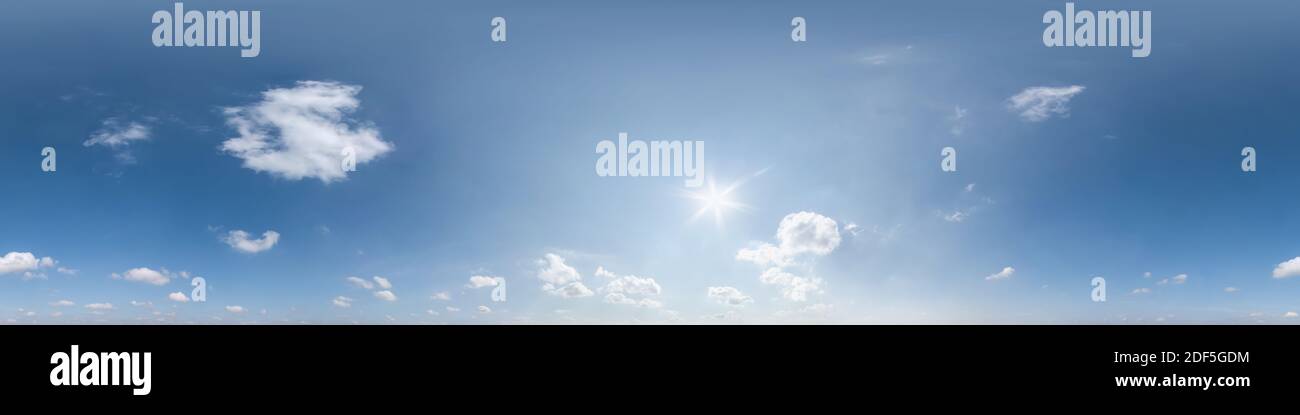 clear blue sky with white beautiful clouds. Seamless hdri panorama 360 ...