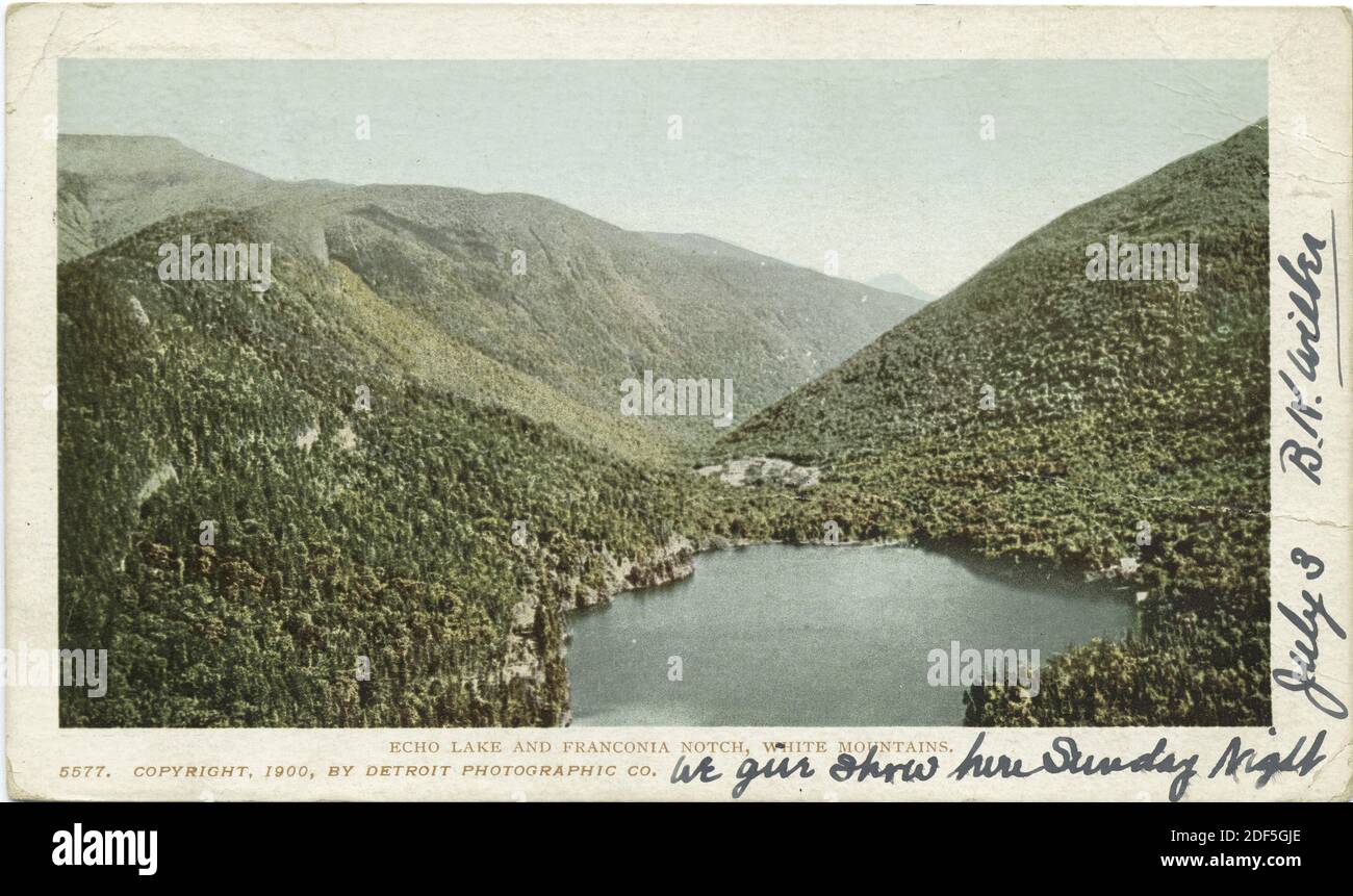 Echo Lake and Franconia Notch, White Mountains., still image, Postcards ...