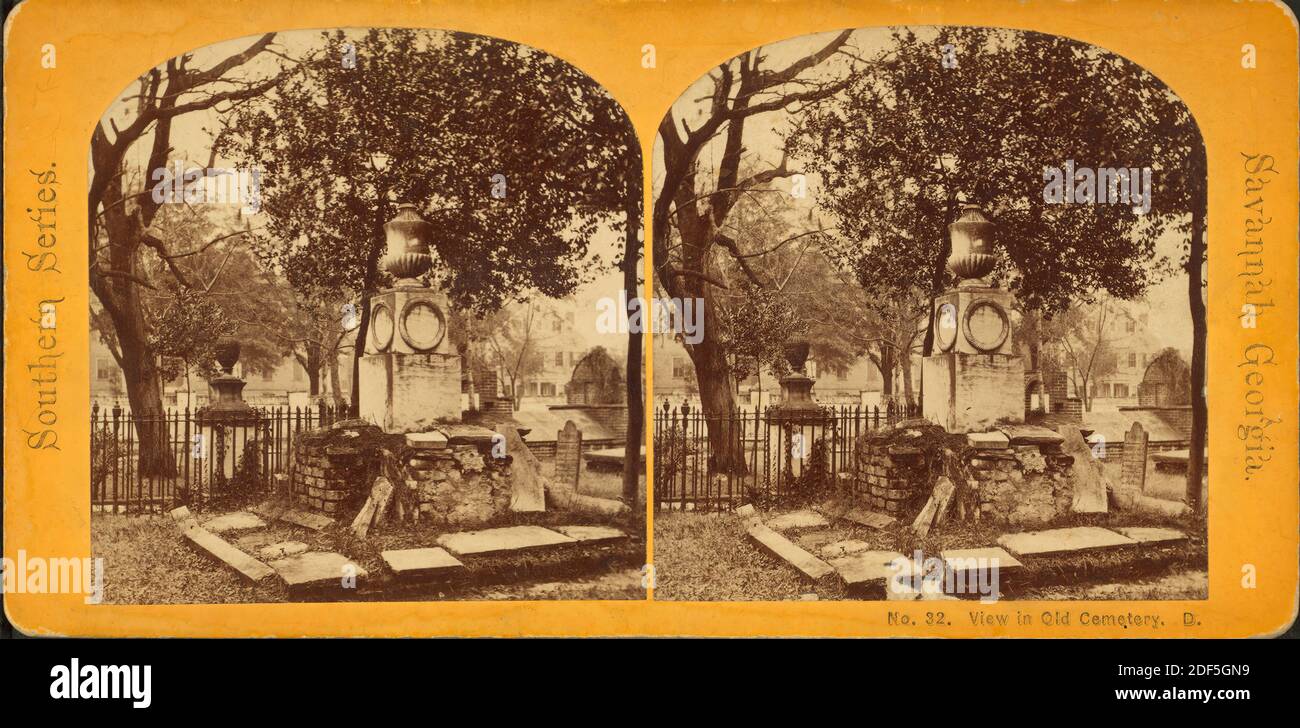 View in old cemetery., still image, Stereographs, 1868 Stock Photo - Alamy