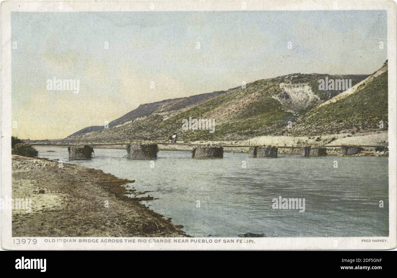 Old Indian Bridge across Rio Grande, Pueblo San Felipe, New Mexico ...