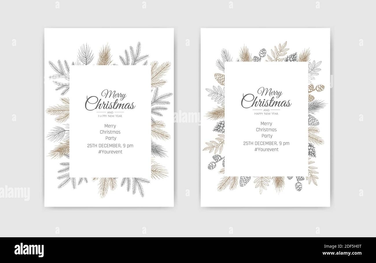 Vector Christmas Cards Set. Holiday Party Card Templates Design Stock ...